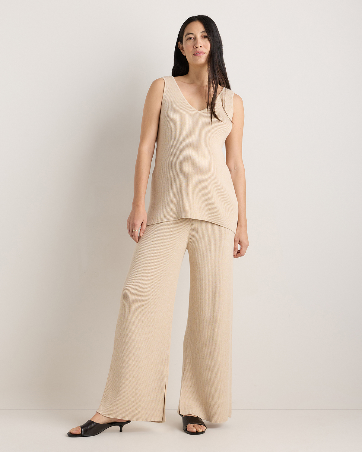 QUINCE Quince Cotton Cashmere Maternity and Nursing V-Neck Tank Top